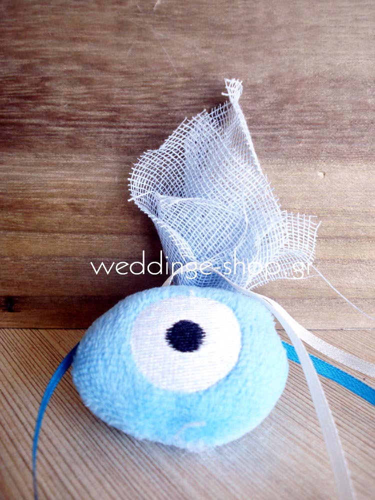Μπομπονιέρα πάνινο μάτι μαξιλαράκι - 2026 - Wedding e-shop